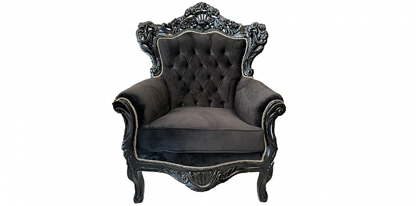 Πολυθρόνα σκαλιστή σε μαύρη λάκα (0002M)-ΠΟΛΥΘΡΟΝΕΣ / ΜΠΕΡΖΕΡΕΣ