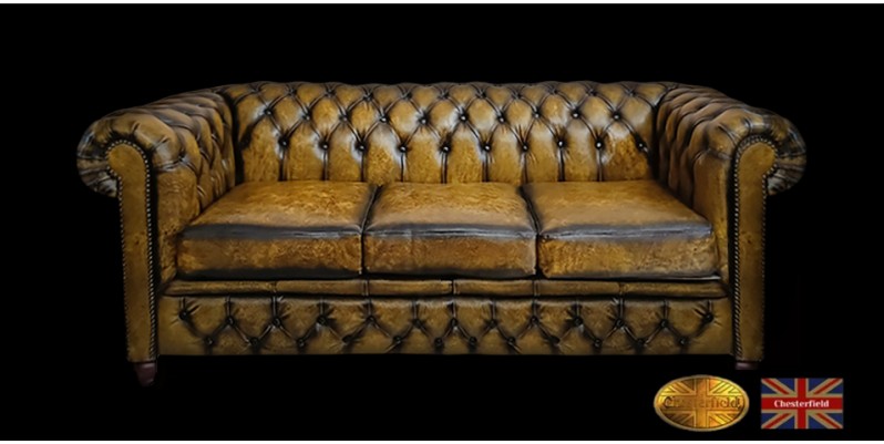 Γνήσιος δερμάτινος καναπές Chesterfield τριθέσιος (BY03)-ΣΑΛΟΝΙΑ ...