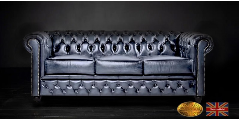 Γνήσιος δερμάτινος καναπές Chesterfield τριθέσιος (BBS3)-ΣΑΛΟΝΙΑ ...