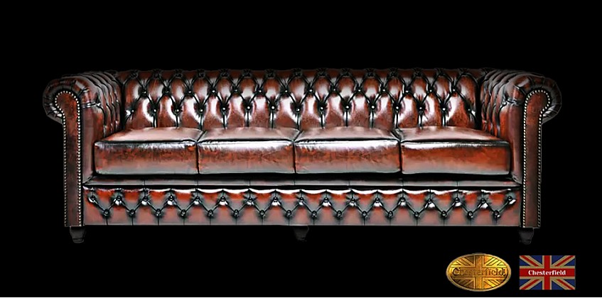 Γνήσιος δερμάτινος καναπές Chesterfield τετραθέσιος (BKA4)-ΣΑΛΟΝΙΑ ...