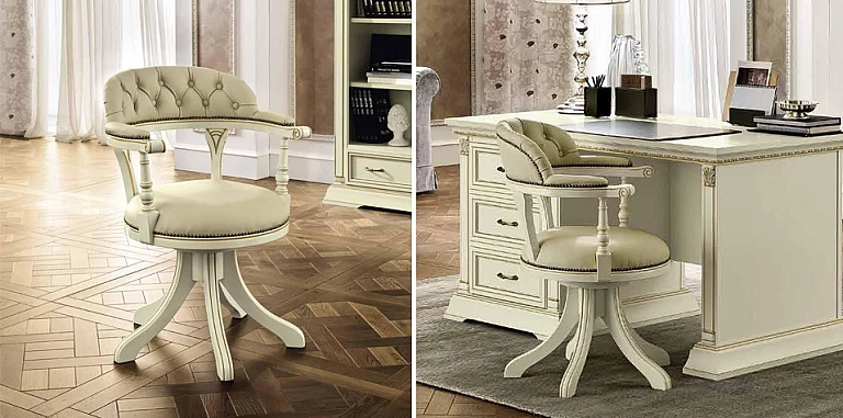 Πολυθρόνα γραφείου σε λευκή πατίνα TORRIANI (TREV ASH) ΠΟΛΥΘΡΟΝΑ ΓΡΑΦΕΙΟΥ